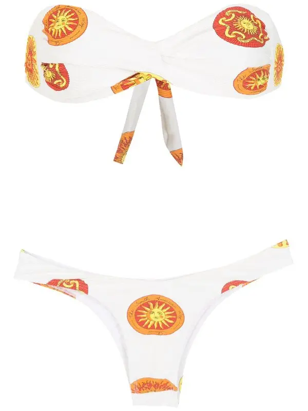 AMIR SLAMA Graphic Print Bikini Set - White