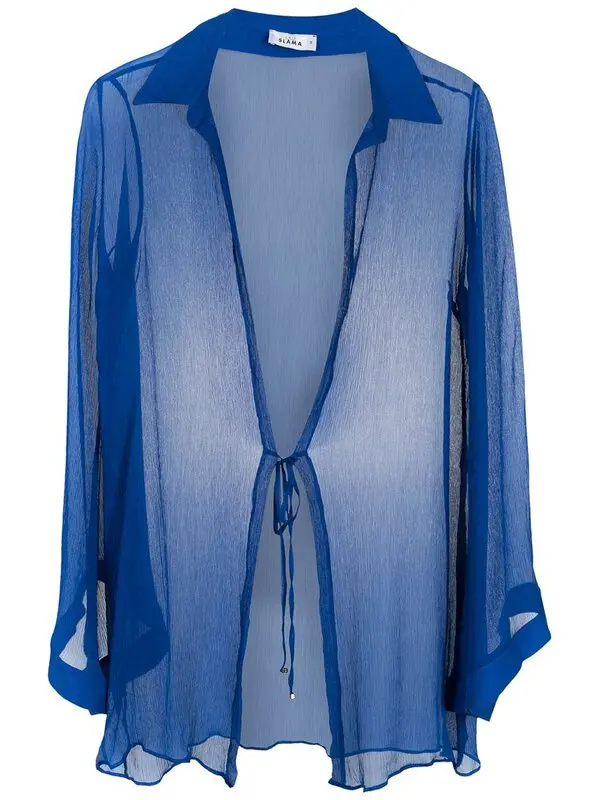 AMIR SLAMA Tie-front Silk Beach Cover-up - Blue