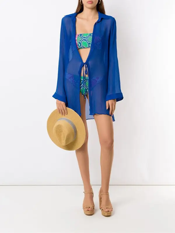 AMIR SLAMA Tie-front Silk Beach Cover-up