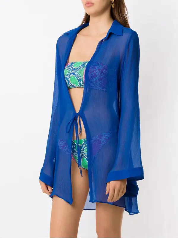 AMIR SLAMA Tie-front Silk Beach Cover-up
