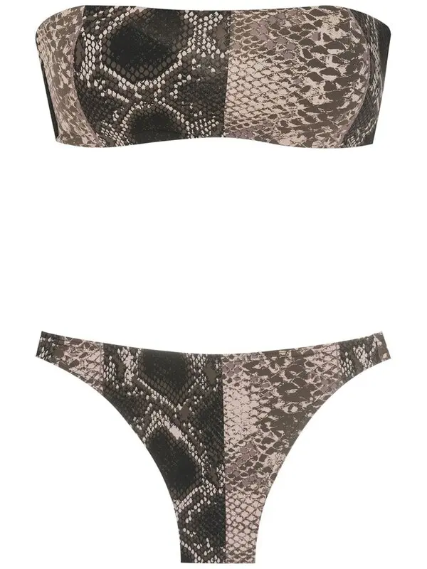 AMIR SLAMA Snakeskin Print Bikini - Black