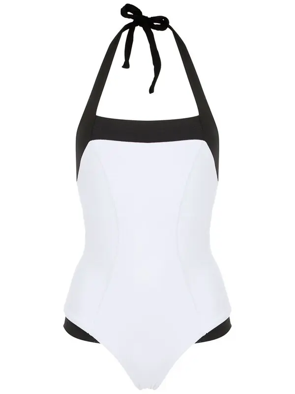 AMIR SLAMA Two-tone One-piece Swimsuit - White