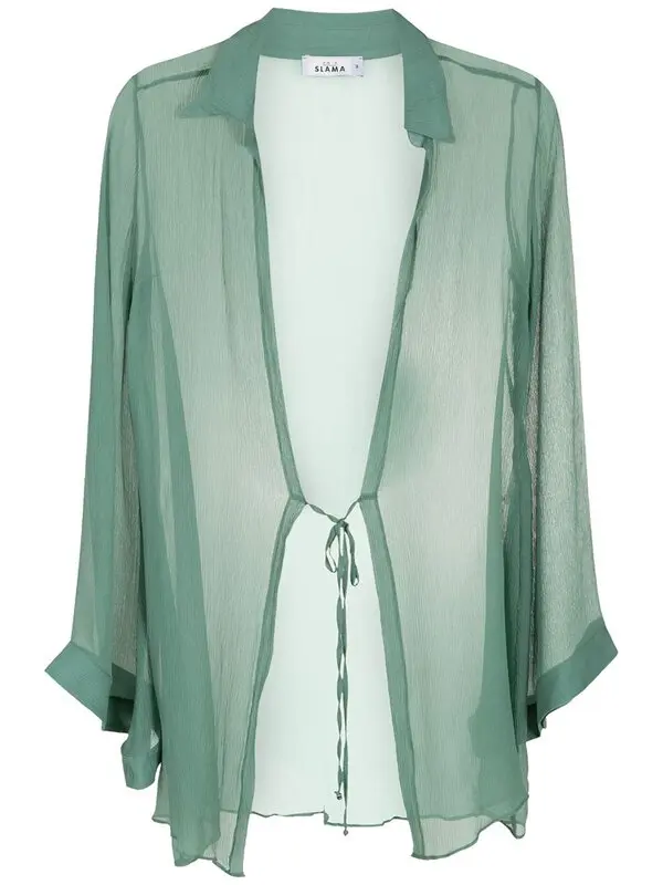 AMIR SLAMA Tie-front Silk Beach Cover-up - Green