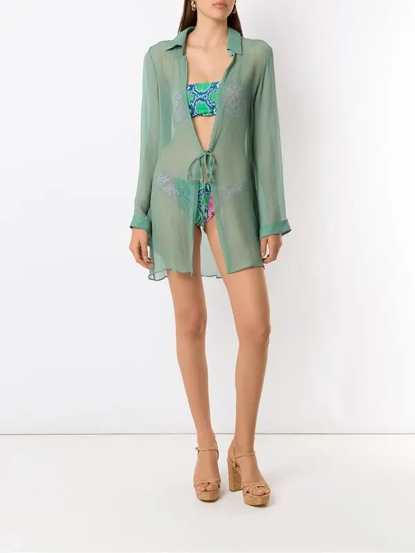 AMIR SLAMA Tie-front Silk Beach Cover-up