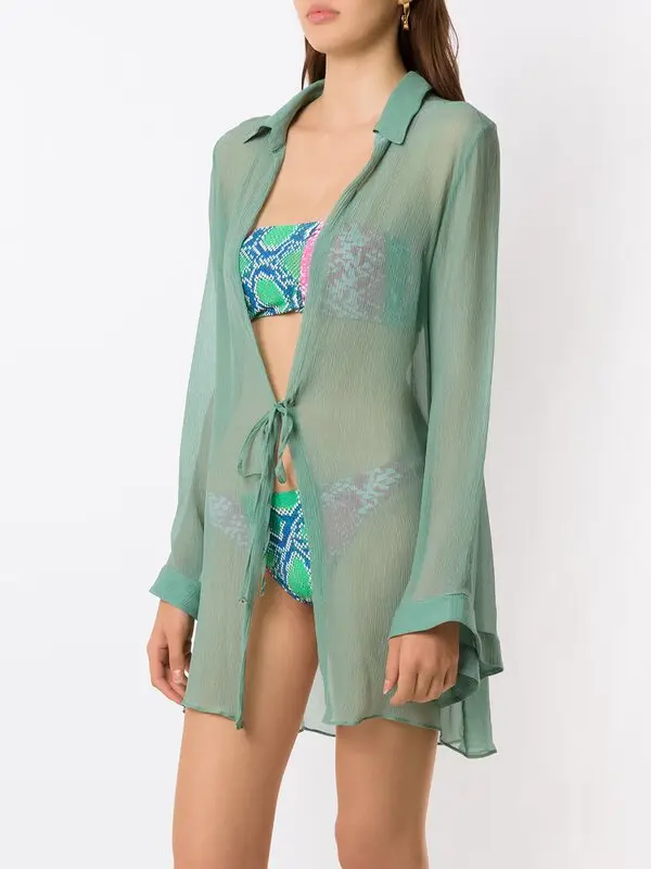 AMIR SLAMA Tie-front Silk Beach Cover-up