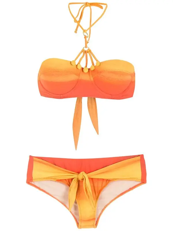 AMIR SLAMA Tie-fastening Printed Bikini Set - Orange