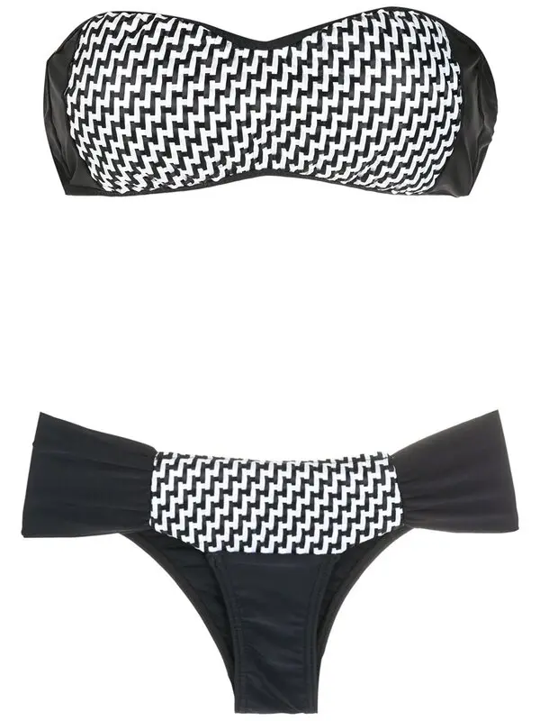 AMIR SLAMA Print Two Piece Bikini Set - Black
