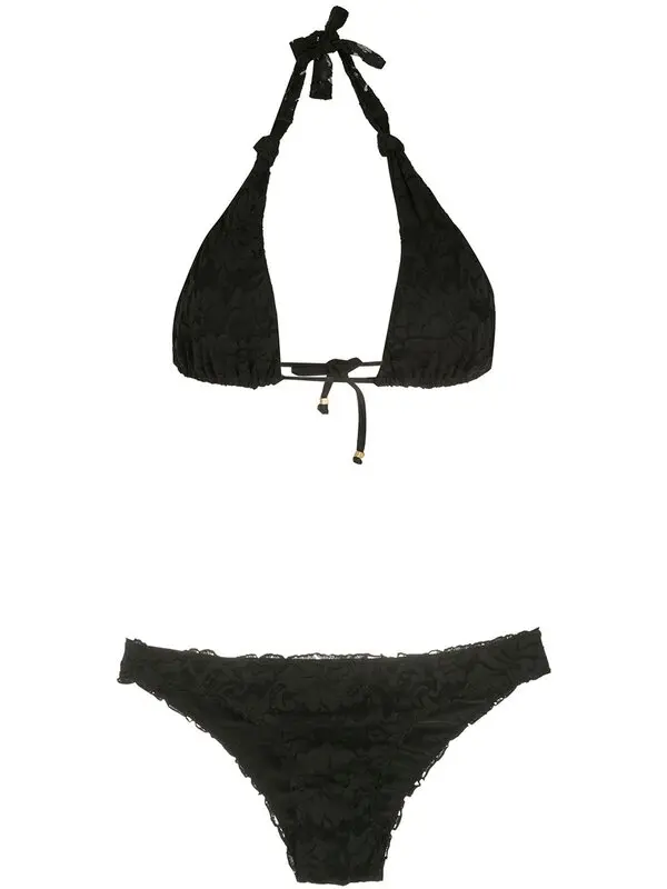 AMIR SLAMA Textured Triangle Bikini Set - Black