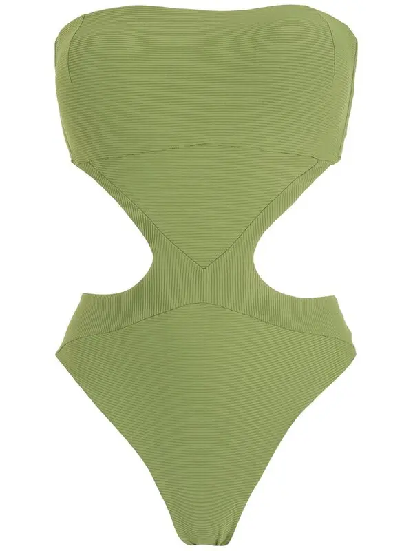 AMIR SLAMA Strapless Cutout One-piece Swimsuit - Green