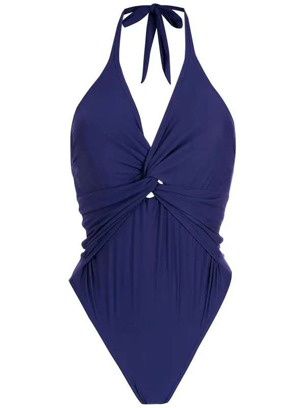 AMIR SLAMA V-neck Halterneck Swimsuit - Blue