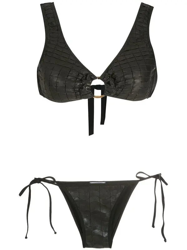 AMIR SLAMA Textured Triangle Bikini Set - Black