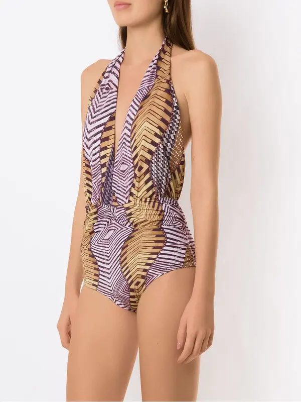 AMIR SLAMA Printed Halterneck Swimsuit