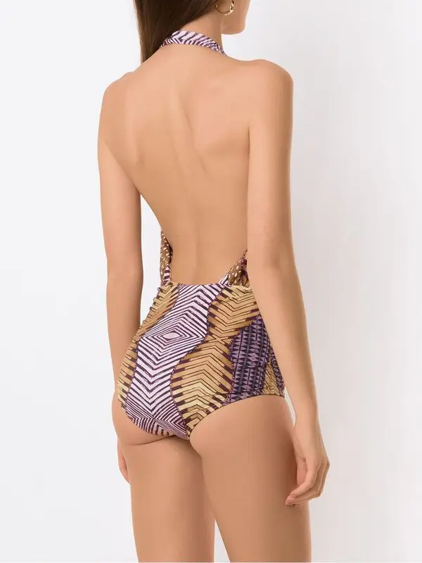 AMIR SLAMA Printed Halterneck Swimsuit