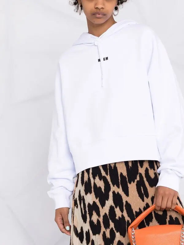 MSGM Logo-print Pullover Hoodie - White