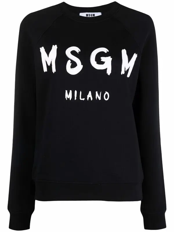 MSGM Logo-print Crew Neck Sweatshirt - Black