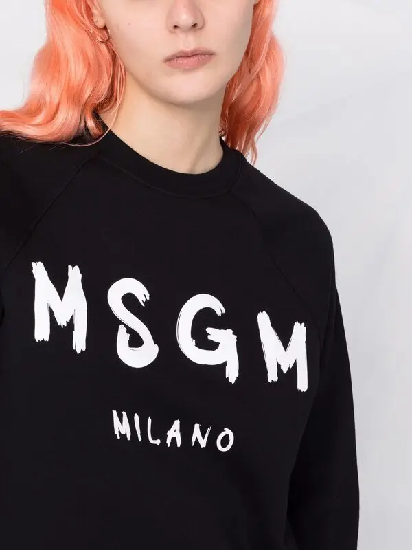 MSGM Logo-print Crew Neck Sweatshirt - Black