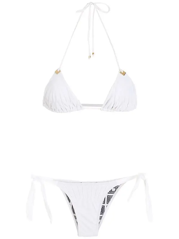 AMIR SLAMA Textured Triangle Bikini Set - White
