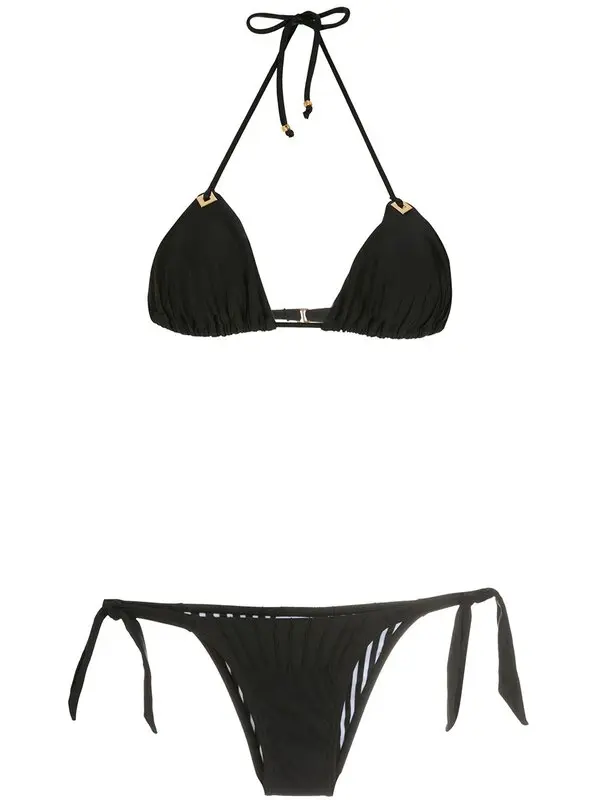 AMIR SLAMA Textured Triangle Bikini Set - Black