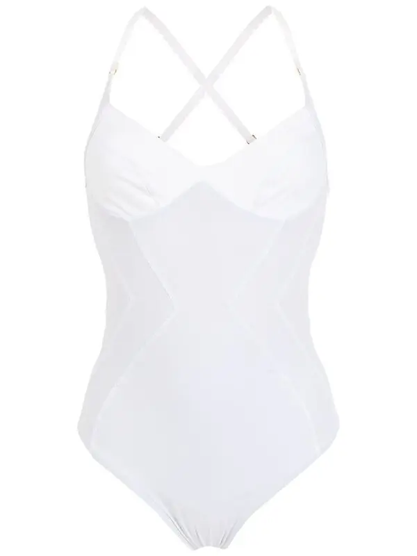 AMIR SLAMA Panelled One Piece Swimsuit - White