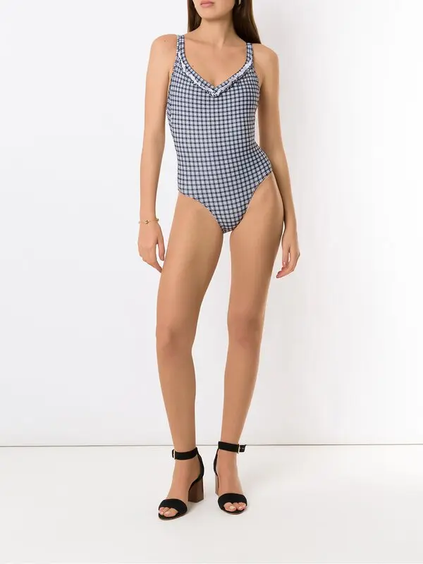 AMIR SLAMA Check Print One Piece Swimsuit