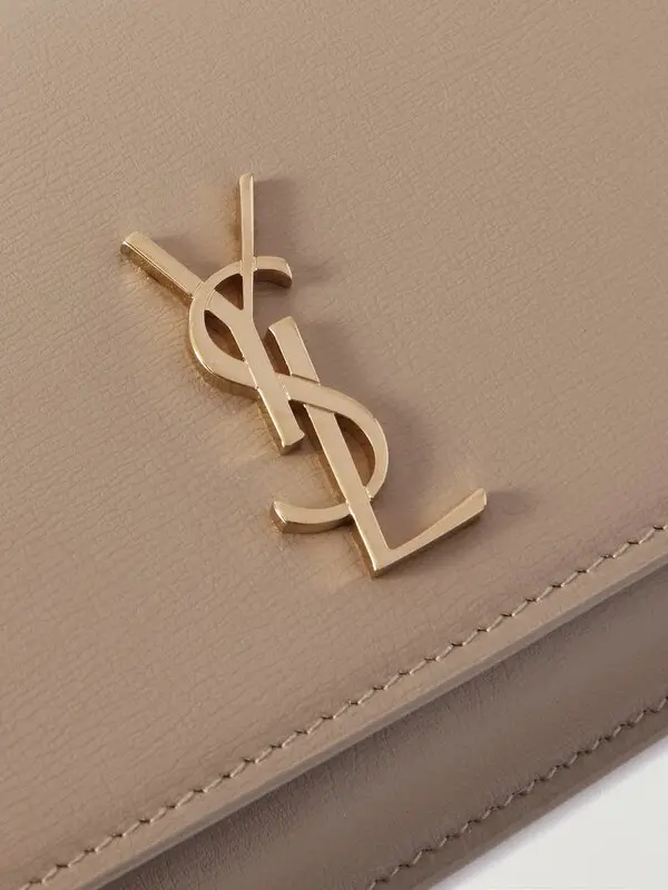 Saint Laurent Cassandre Strap Leather Phone Case - Neutrals