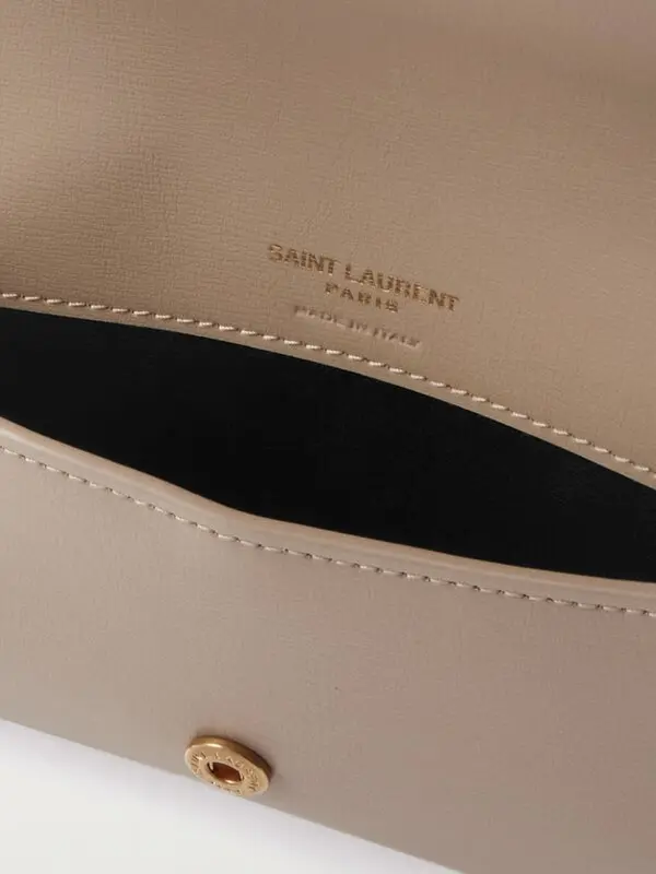 Saint Laurent Cassandre Strap Leather Phone Case - Neutrals