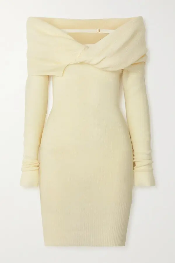 Jacquemus Ascua Off-the-shoulder Knitted Mini Dress