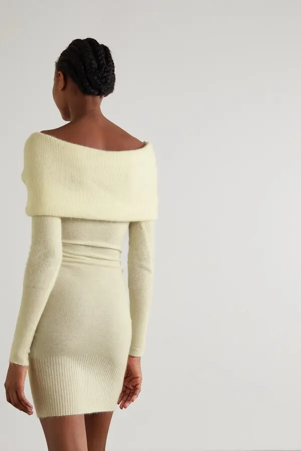 Jacquemus Ascua Off-the-shoulder Knitted Mini Dress