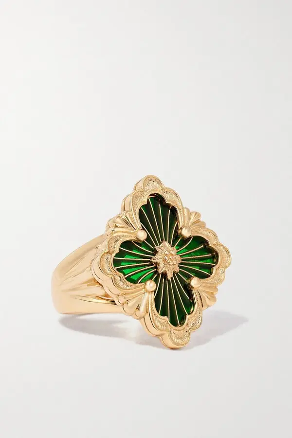 Buccellati Opera Tulle 18-karat And Enamel Ring