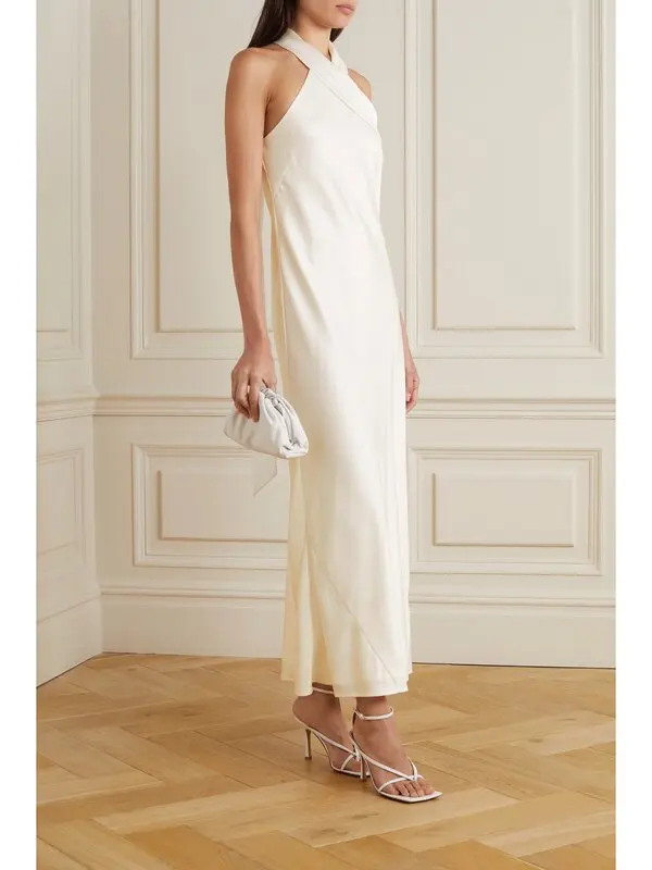 Galvan Pandora Satin Halterneck Midi Dress