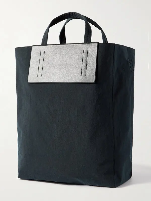Acne Studios Baker Out Logo-Print Leather And Nylon Tote Bag In