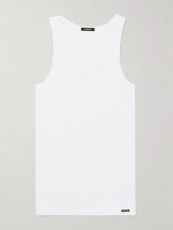 TOM FORD Ribbed Cotton And Modal-blend Tank Top - White