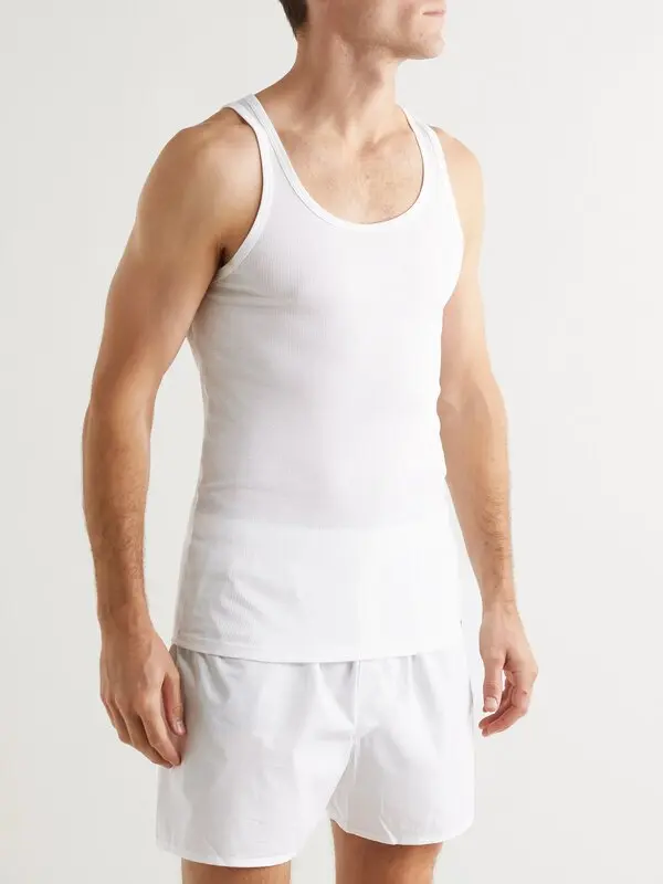 TOM FORD Ribbed Cotton And Modal-blend Tank Top - White