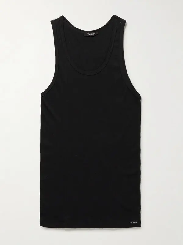 TOM FORD Ribbed Cotton And Modal-blend Tank Top - Black