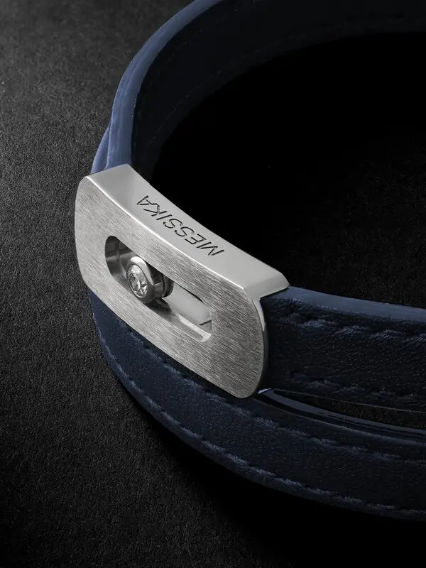 Messika My Move Bracelet In Brushed Titanium, Leather, And Diamond