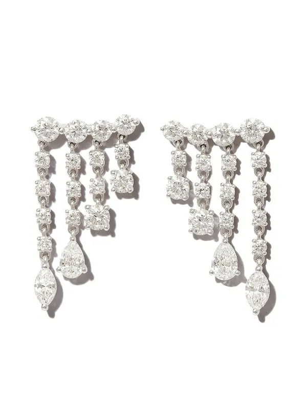 ANITA KO 18kt White Gold Diamond Drop Earrings - Silver