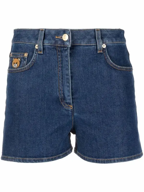 Moschino Logo-patch Denim Shorts