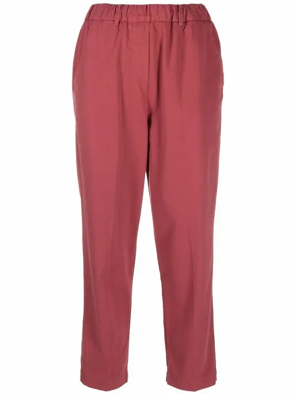 ALYSI Straight Leg Cropped Cotton Trousers