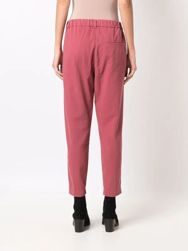 ALYSI Straight Leg Cropped Cotton Trousers