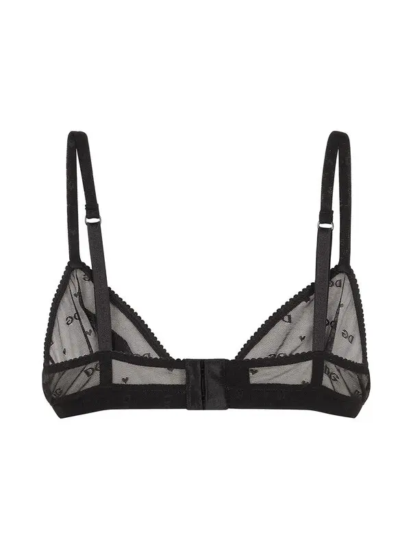 Dolce & Gabbana Jacquard Tulle Triangle Bra - Black
