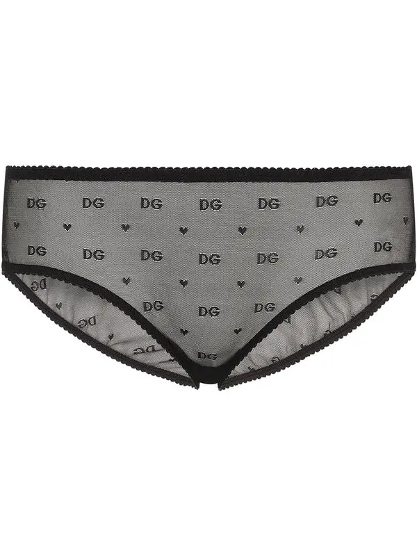 Dolce & Gabbana Jacquard Tulle Briefs - Black