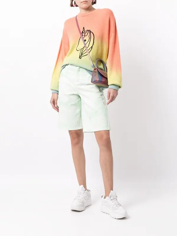 IRENEISGOOD High-waisted Tie-dye Denim Shorts