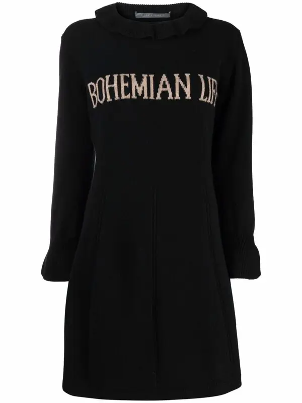Alberta Ferretti Intarsia-knit Above-knee Length Dress