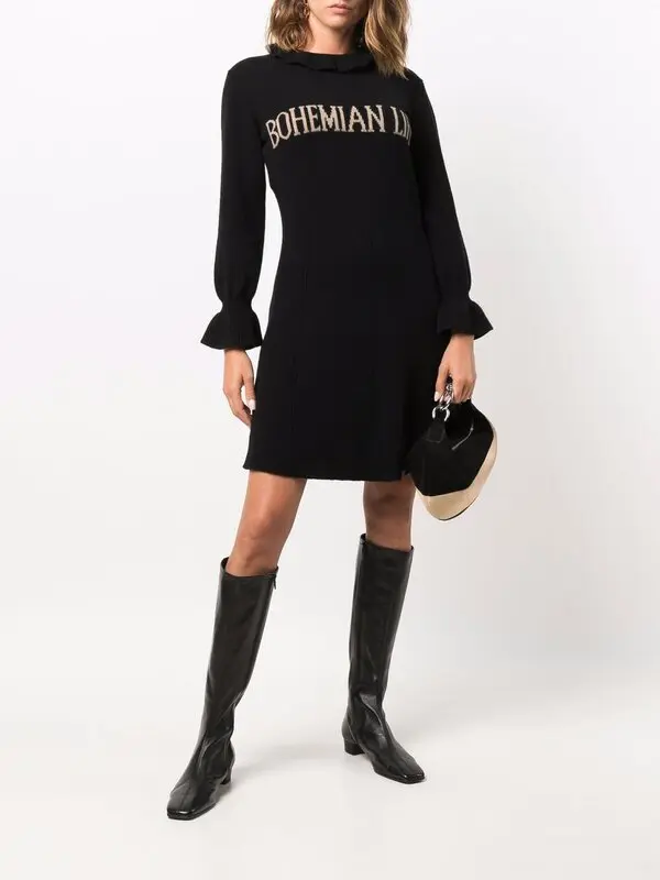 Alberta Ferretti Intarsia-knit Above-knee Length Dress