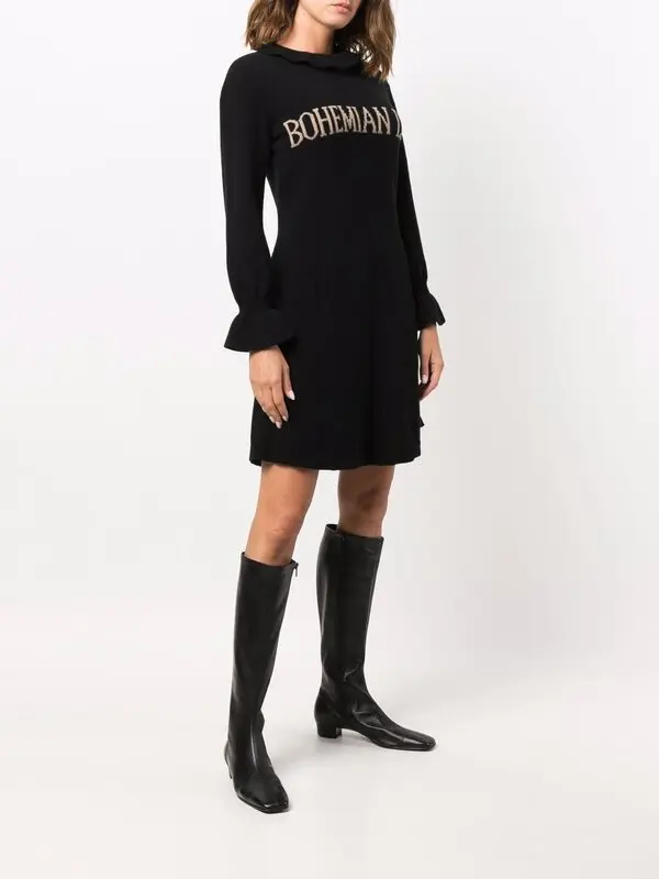 Alberta Ferretti Intarsia-knit Above-knee Length Dress