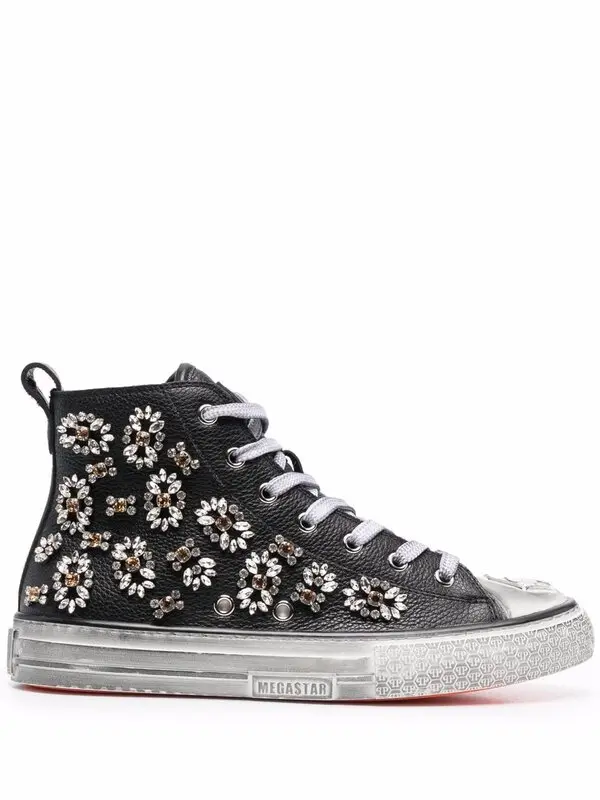 Philipp Plein Megastar Crystal-embellished High-top Sneakers - Black