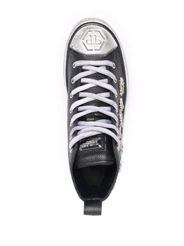 Philipp Plein Megastar Crystal-embellished High-top Sneakers - Black