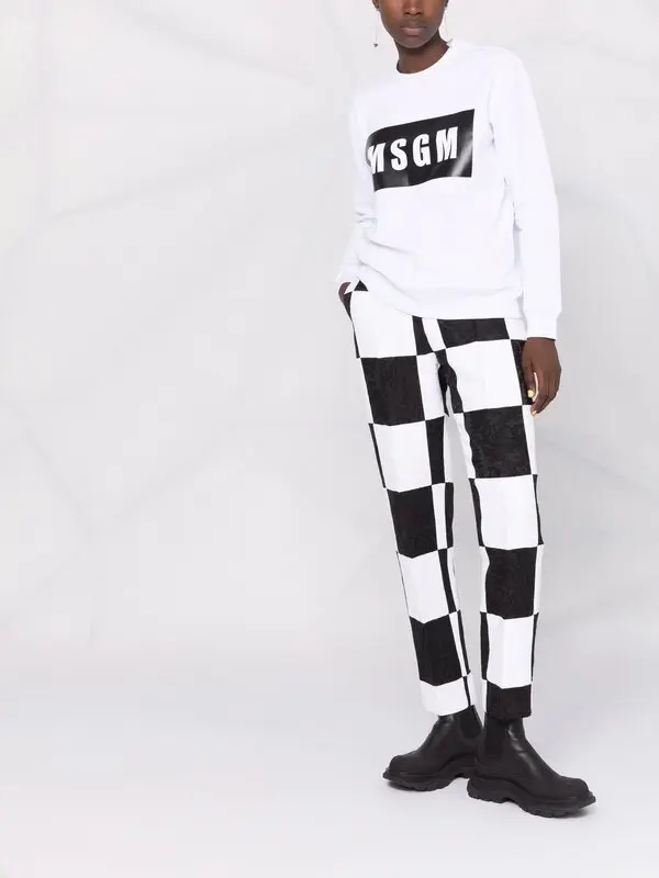 MSGM Logo-print Crewneck Sweatshirt - White