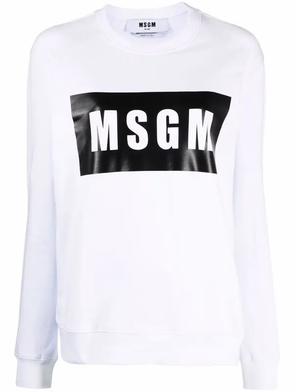 MSGM Logo-print Crewneck Sweatshirt - White