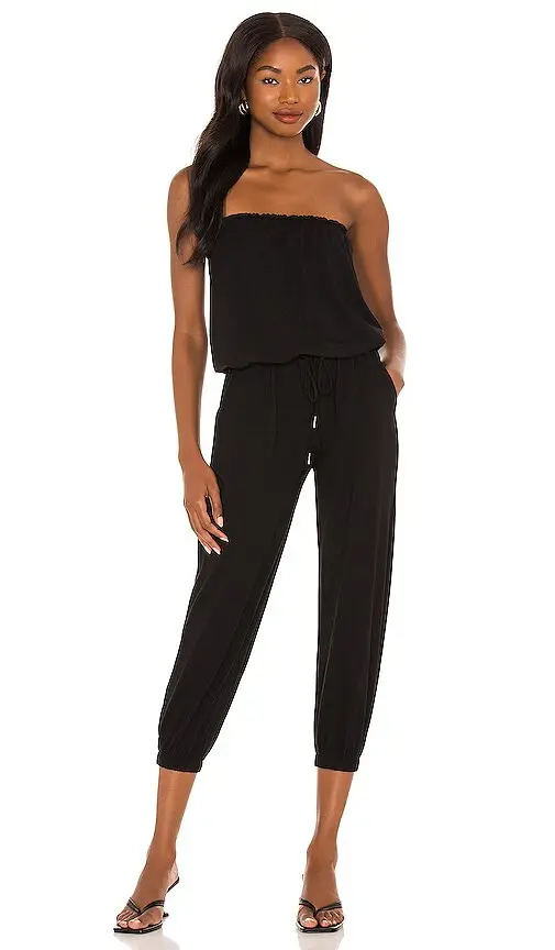 BOBI Jersey Strapless Jumpsuit - Black